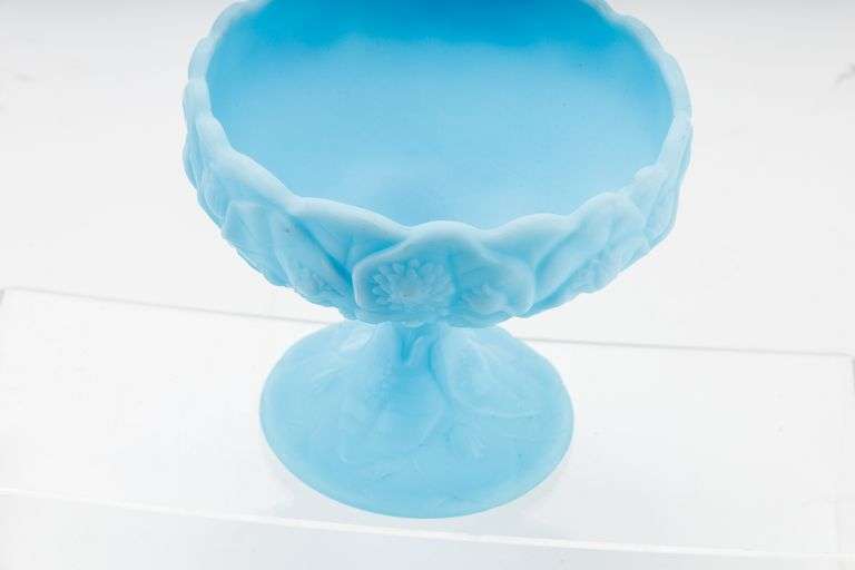 Vintage Fenton Blue Satin Candy Dish - Auction Ohio