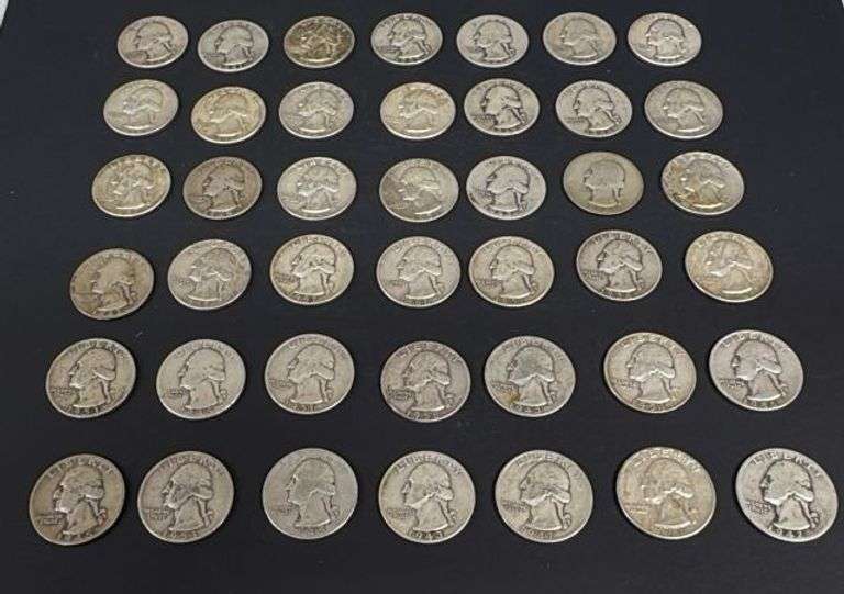Washington Silver Quarters, Circulated, Various Years 1934-1964 ...