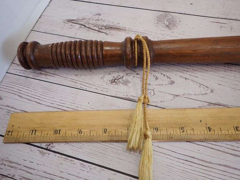 Vintage Wood Baton Billy Club Nightstick Carved Ribbed Handle 22 ...