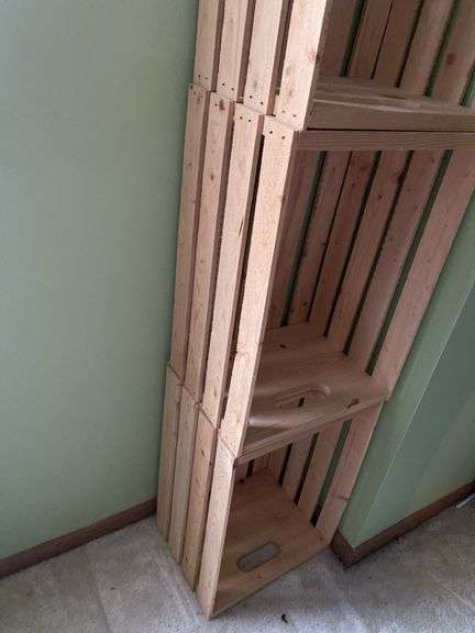 Four Wooden Crates And Hanging Chicken Wire Frame - Auction Ohio