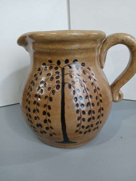 Vintage Primitive Willow Tree Pitcher - Auction Ohio