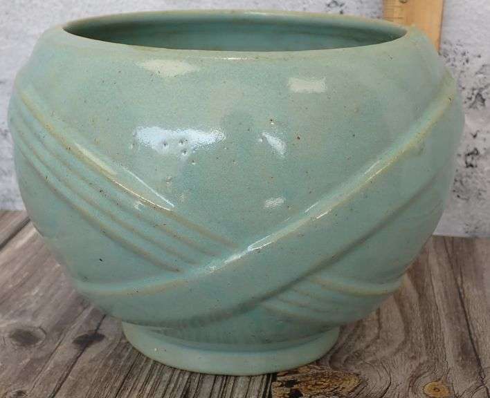 Zanesville Stoneware Jardiniere Aqua Blue Pottery Planter Vase ...