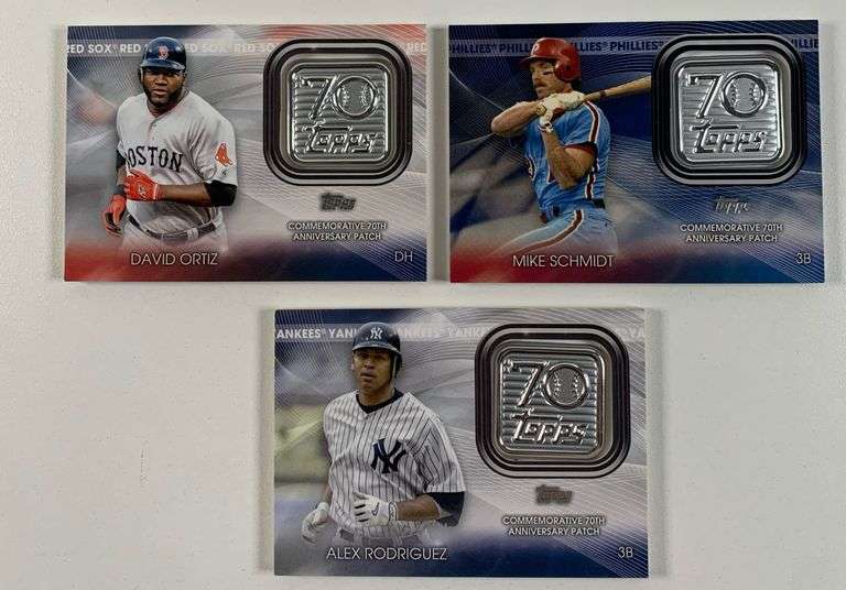 2021 Topps Baseball 70th Anniversary Logo Patch Lot (3) - Mike Schmidt, Alex Rodriguez, David ...