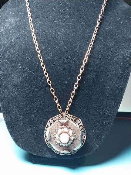 Vintage Filigree Medallion Necklace – Ornate Layered Flower Design ...