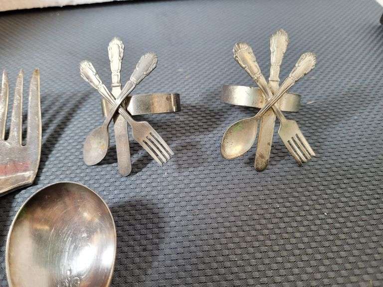 Silverwear - Two Napkin Rings + Serving Pieces +... - Auction Ohio