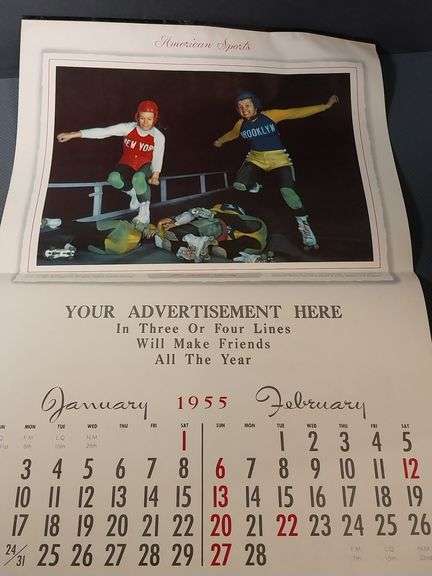 1955 Vintage Advertising Calendar – American Sports & American Steel Co ...