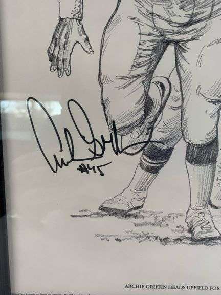 Framed Archie Griffin Signed 1981 Shell Oil Sketch Print Ohio State ...