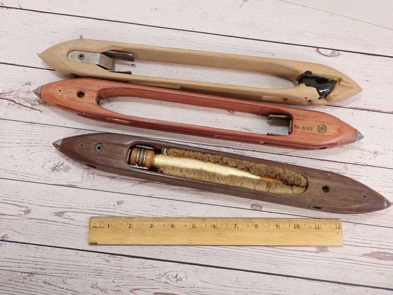 THREE Vintage Wood Weaving Loom Shuttles/Bobbins - Auction Ohio