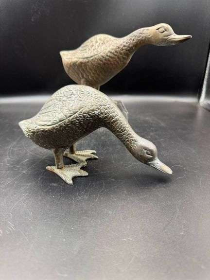 Pair of Vintage Cast Metal Duck Figurines - Auction Ohio