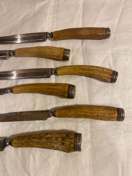 Set Of 6 Rostfrei Solingen Antler Knives - Auction Ohio