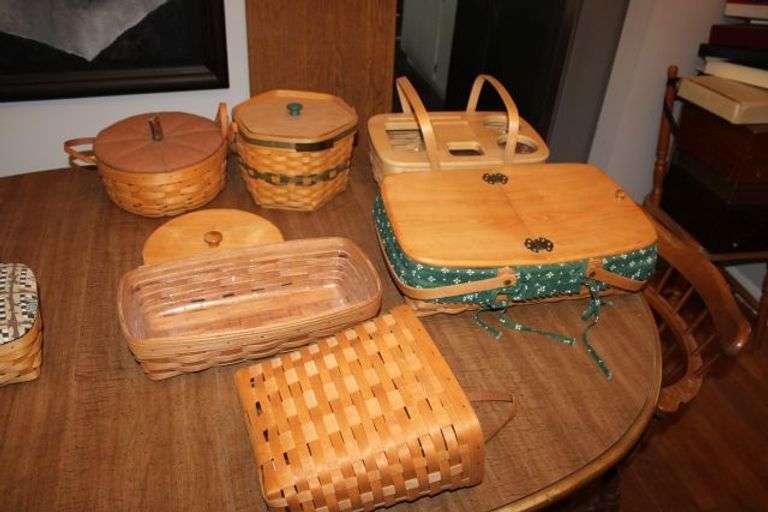 Collection of Longaberger Handwoven Baskets, Assorted Styles and Dates ...