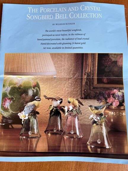 Porcelain Crystal Songbird Bell Collection - Auction Ohio