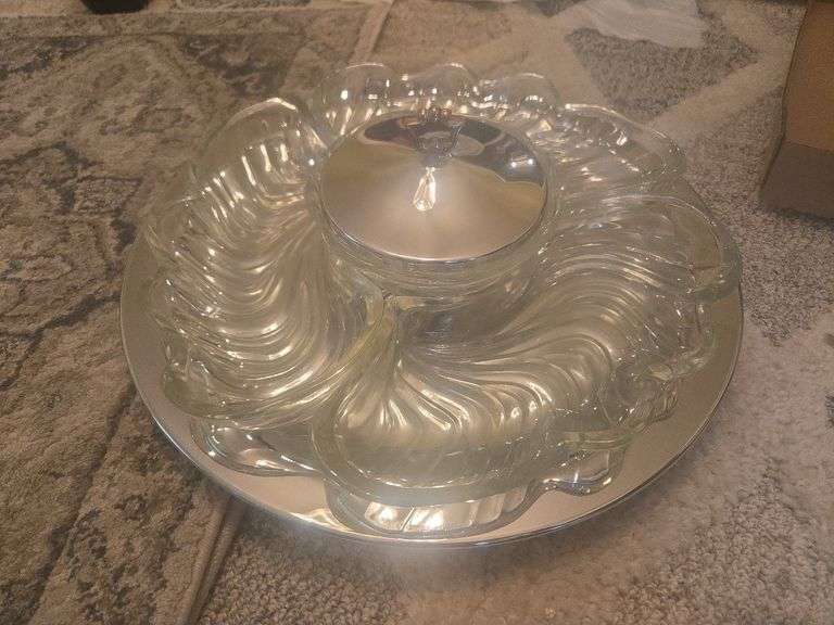 Vintage Kromex lazy Susan condiment server. - Auction Ohio