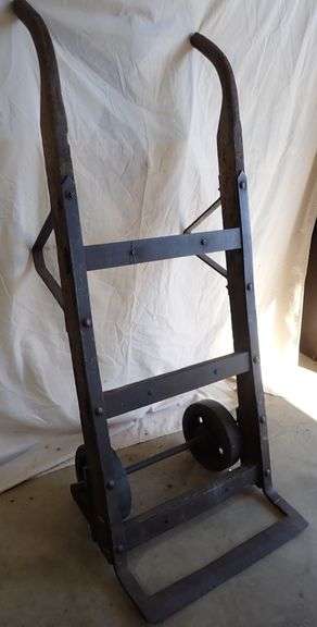 Antique Industrial Wood & Cast Iron Hand Truck Dolly - Auction Ohio
