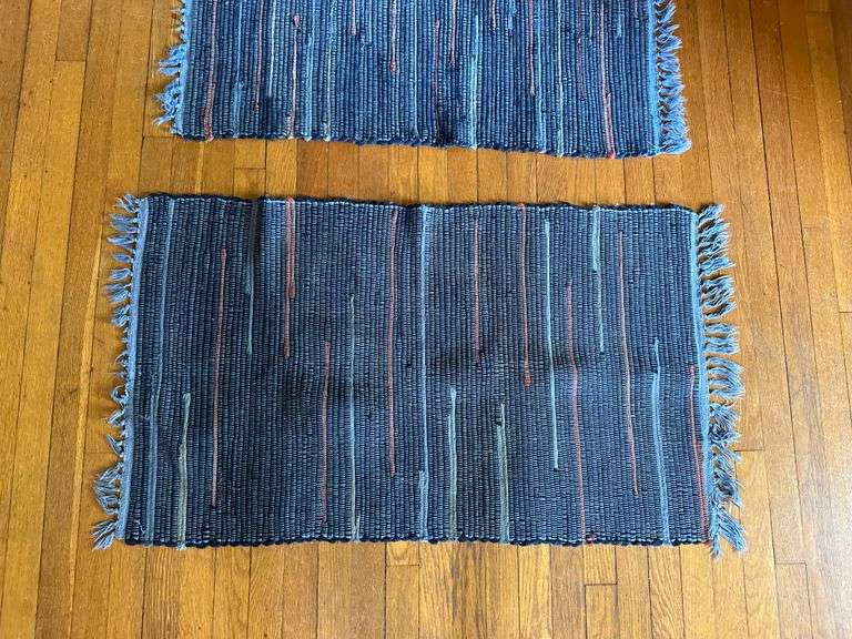 Vintage Hand Woven Blue Rag Rugs Cotton - Auction Ohio