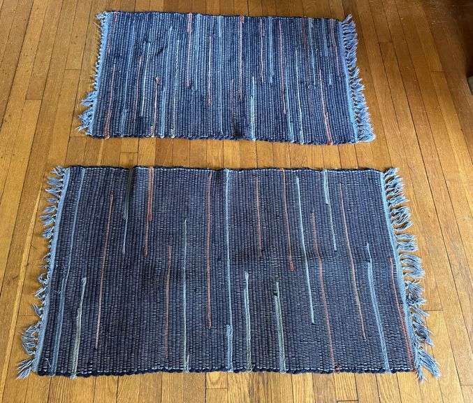 Vintage Hand Woven Blue Rag Rugs Cotton - Auction Ohio