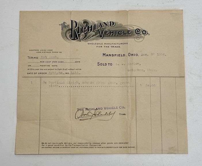 TWO ANTIQUE RECEIPT DOCUMENTS. - Auction Ohio