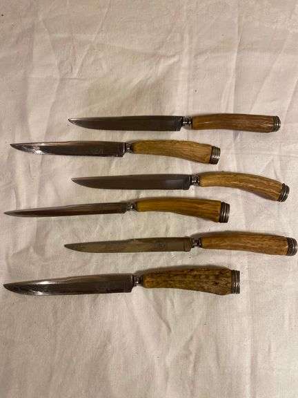 Set Of 6 Rostfrei Solingen Antler Knives - Auction Ohio