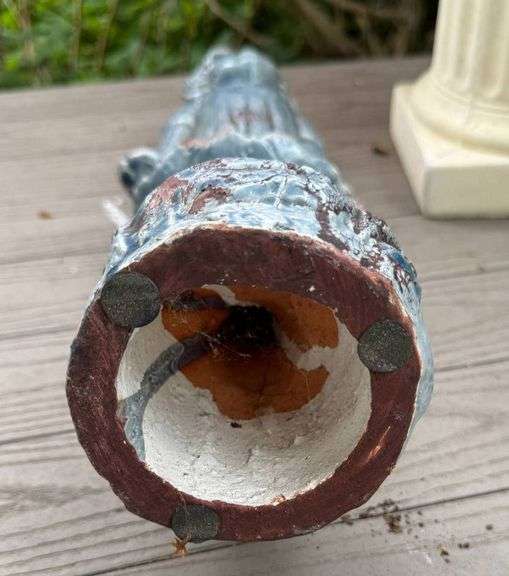 Cast Metal Garden Statue of Girl with Pedestal Base - Auction Ohio