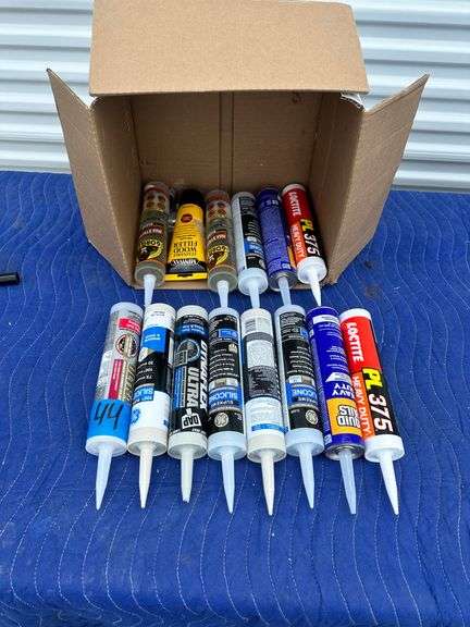 Box of Assorted Caulk, Adhesives, and Sealants - Auction Ohio