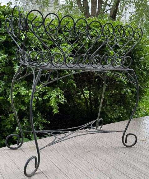 Black Wrought Iron Plant/Pot Stand with Scrolled Design - Auction Ohio
