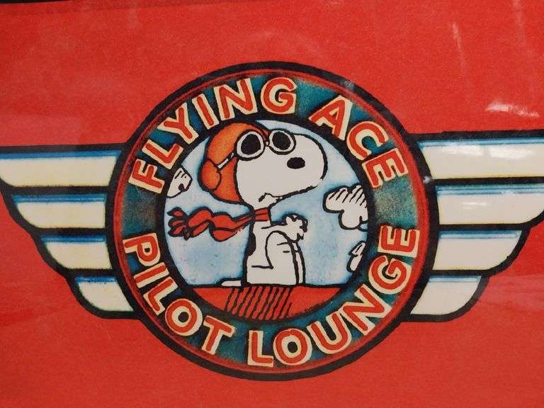 Flying Ace Snoopy “Pilot Lounge” Metal Sign – 12" x 8" - Auction Ohio