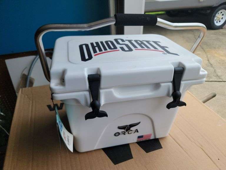 Orca U.S.A. Made 20qt. White Ohio State Cooler - Auction Ohio