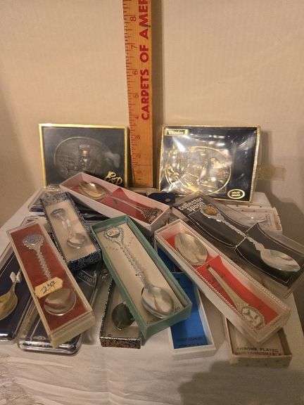 Brass belt buckles and collectors spoons - Auction Ohio