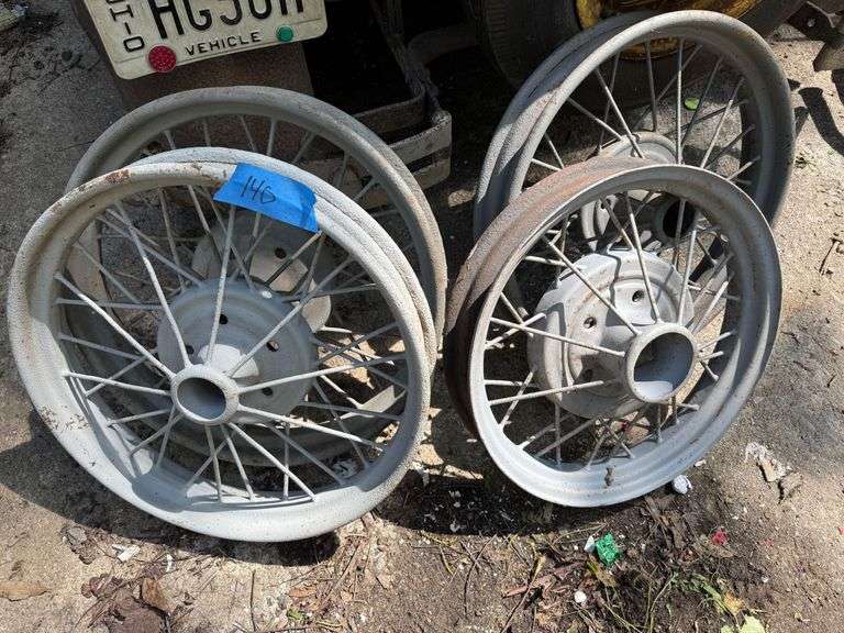 Set of Four Model A Wire Wheels - Auction Ohio