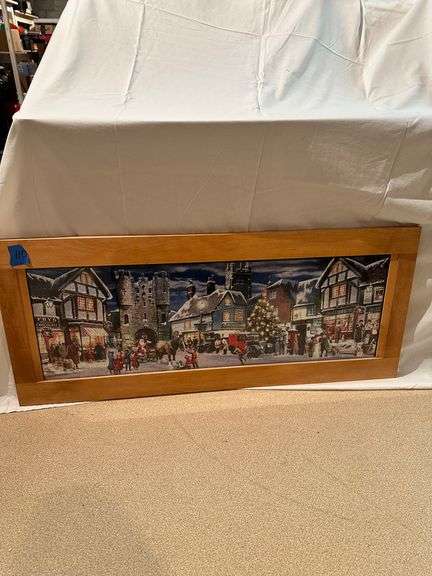 Framed Winter Village Scene Print - Auction Ohio
