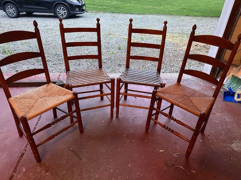 Four Chairs W/ Thatch Seats - Auction Ohio