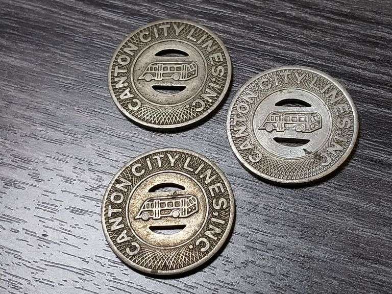 Lot of 3 Vintage Canton City Lines Transit Tokens – Mid-20th Century ...