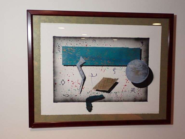 Original Abstract Art Signed Denis Barry - "Paper on Paper" Matted ...