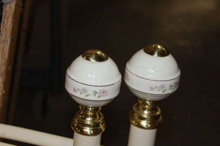 Metal Daybed Frame with Decorative Porcelain Finials and Wooden Panels ...