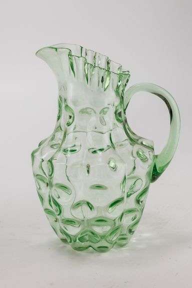 Vintage Dugan Glass Pitcher- Interesting Pattern! - Auction Ohio