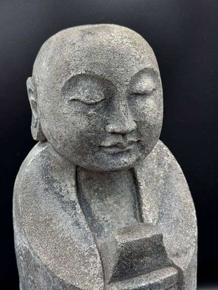 LARGE Stone Carved Monk Sculpture with Simple Robe. HEAVY! - Auction Ohio