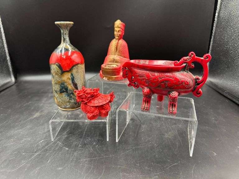 Assorted Decorative Red and Multicolor Ornamental Items - Auction Ohio