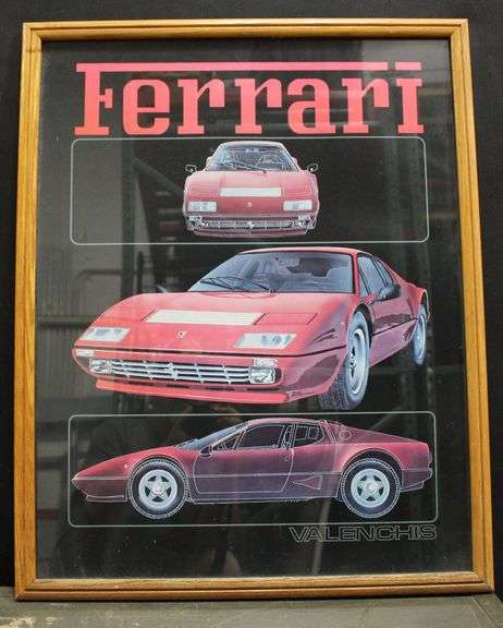 Framed Ferrari Poster Featuring Design Illustrations by Valenchis ...
