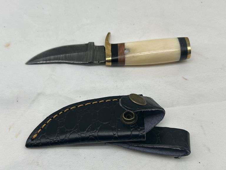 New MHS Cutlery Handcrafted Steel Knife with Leather Sheath - Auction Ohio