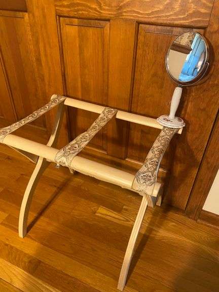 Floral Wooden Luggage Rack/Mirror - Auction Ohio
