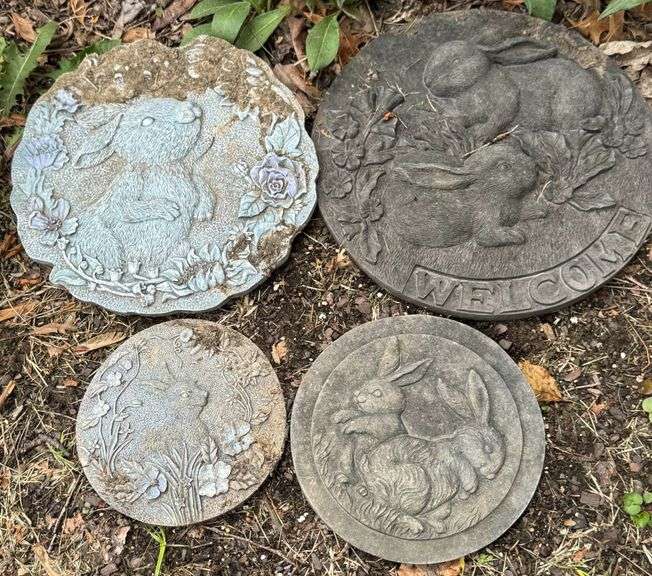 Four Rabbit-Themed Decorative Garden Stepping Stones - Auction Ohio