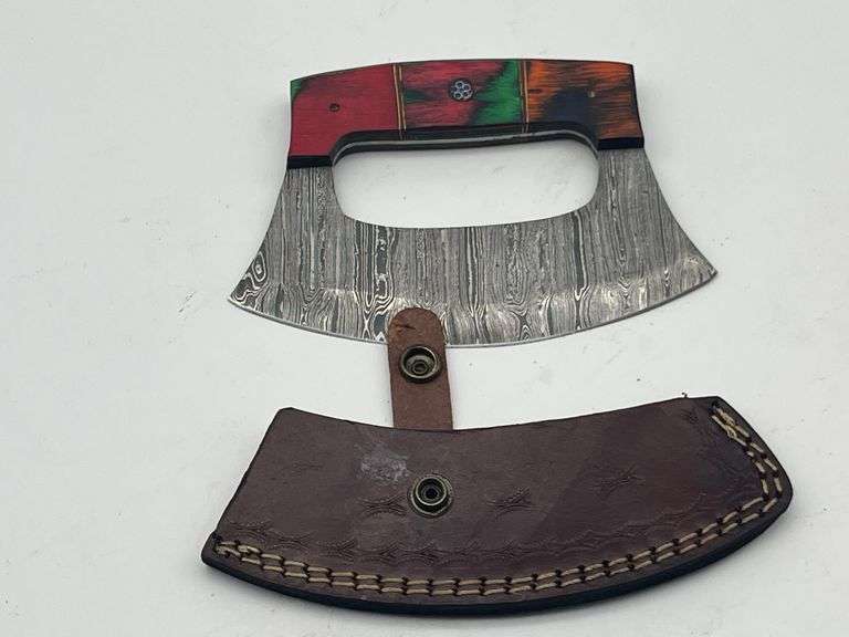 New MHS Cutlery Ulu-Style Knife with Sheath - Auction Ohio