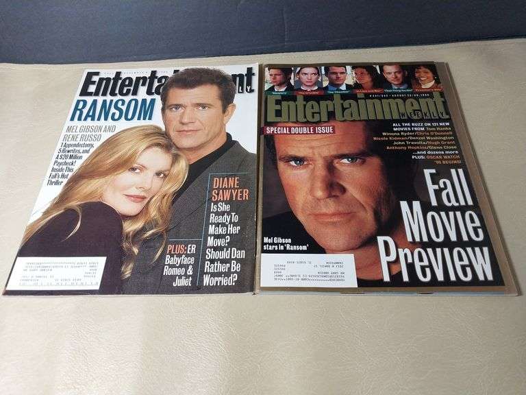 Lot of 2 Entertainment Weekly Magazines – 1996 Mel Gibson “Ransom ...