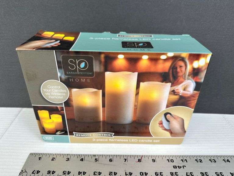 Sarah Peyton Home 3 Pc Flameless LED Candle Set Remote Control ...