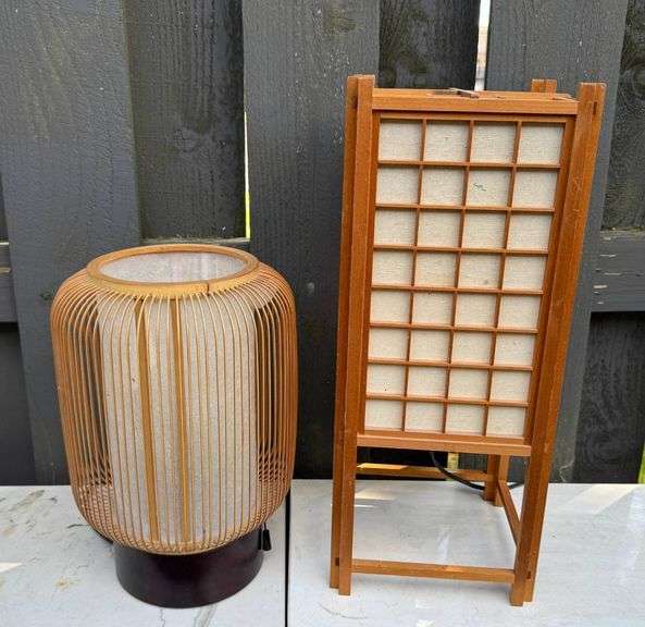 Vintage Japanese Lamps- Bamboo Takumi and Spokes Paper Lanterns ...