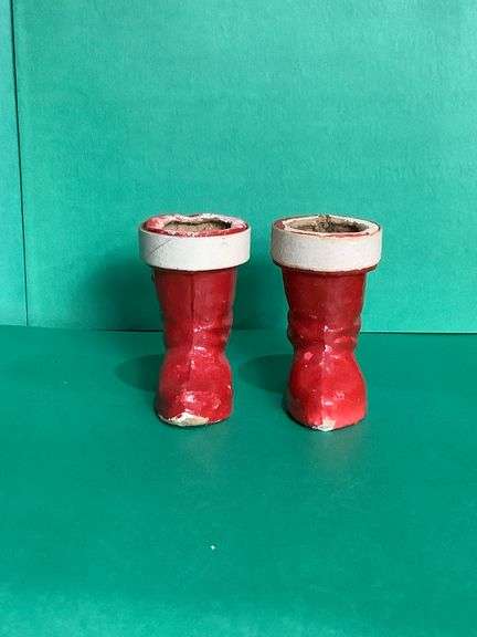 Christmas Paper Mache Santa Boots - Auction Ohio