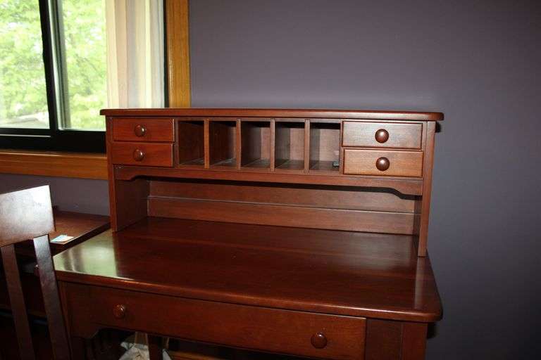Shaker Cherry Desk, Hutch & Chair - Auction Ohio