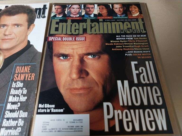 Lot of 2 Entertainment Weekly Magazines – 1996 Mel Gibson “Ransom ...