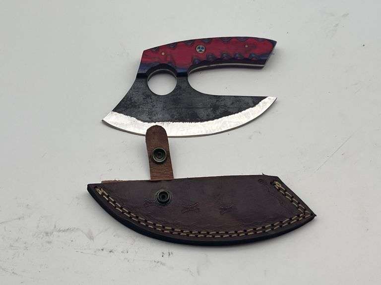 New MHS Cutlery Ulu-Style Knife with Sheath - Auction Ohio