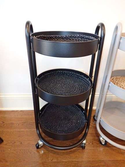 Three Matching 3 Tier Round Metal Rolling Utility Carts - Auction Ohio